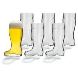 Bierglas ST&Ouml;LZLE "Biergl&auml;ser Stiefel 1000 ml 6er Set transparent", bunt (transparent), Glas, Trinkgef&auml;&szlig;e