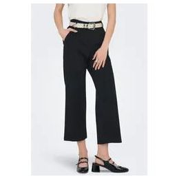 Culotte Only "ONLPOPTRASH LIFE MW STRAIGHT CULOTTE PNT", Damen, Gr. XS, N-Gr, schwarz, Milano Rib, Obermaterial: 63% Viskose, 32% Nylon, 5% Elasthan, unifarben, regular fit kn&ouml;chelfrei, Hosen Culotte, elastisches B&uuml;ndchen hinten