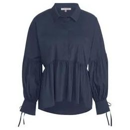 Hemdbluse Alba Moda "Bluse Bluse", Damen, Gr. 42, blau (marine), Obermaterial: 73% Baumwolle CO. 23% Polyamid PA. 4% Elasthan EL., Modern, Blusen Hemdbluse