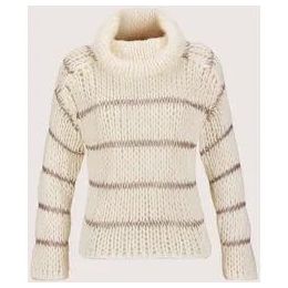 Madeleine Mode Longpullover MADELEINE "Pullover Grobstrick-Pullover mit Rollkragen", Damen, Gr. 48, wei&szlig; (wollwei&szlig;, cappuccino), Obermaterial: 48% Alpaka WP. 48% Polyamid PA. 3% Viskose CV. 1% metallisierte Fasern MTF., Modern, normal, Rollkragen, Pullover Longpullover