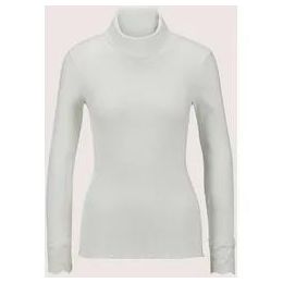 Madeleine Mode Langarmshirt MADELEINE "Rollkragenshirt Elegantes Basicshirt mit Spitze, Rollkragen", Damen, Gr. 44, wei&szlig; (wollwei&szlig;), Obermaterial: 74% Wolle mw. 10% Polyester PES. 9% Kaschmir WS. 2% diverse Faserarten dF. 2% Polyamid PA., Modern, normal, Rollkragen, Shirts Langarmshirt, Spitzenbesatz am &Auml;rmelabschluss