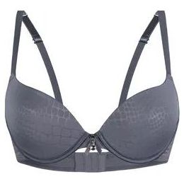Sassa Mode Push-up-BH SASSA "Push Up-BH PURE ANIMAL", Damen, Gr. 80, Cup C, blau (dusty), Stoff, Obermaterial: 85% Polyester PES. 15% Elasthan EL., BHs Push-up-BH