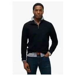 Sweatshirt Superdry "CLASSIC ESSENTIAL HENLEY", Herren, Gr. XL, super schwarz navy, angeraute Sweatware, Obermaterial: 100% Baumwolle, unifarben, regular fit normal, hoch geschlossener Ausschnitt, Rippb&uuml;ndchen, Sweatshirts Sweatshirt