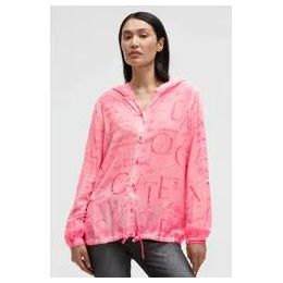 Langarmbluse SOCCX, Damen, Gr. M, neon rose, Web, Material: 100% Viskose, bedruckt, regular fit normal, hoch geschlossener Ausschnitt, &Auml;rmel mit &Auml;rmelschlitz, Blusen, mit Tunnelzugband im Saum