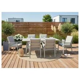 Garten-Essgruppe Konifera "Edessa, TOPSELLER", beige, beige, Aluminium, Sitzm&ouml;bel-Sets, bestehend aus 6 Sesseln mit Auflagen, 1 Tisch