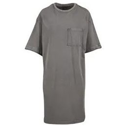 Shirtkleid Urban Classics "Urban Classics Ladies Washed Jersey T-Shirt Dress", Damen, Gr. L, US-Gr&ouml;&szlig;en, steelgrau, 83% Baumwolle, 17% Polyester, unifarben, oversize, Rundhals, Kleider Shirtkleid