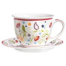 Ritzenhoff & Breker Tasse RITZENHOFF & BREKER "Milchkaffee Tasse mit Untertasse Shanti 350 ml bunt", bunt, 2 tlg., Porzellan, Trinkgef&auml;&szlig;e, Tasse