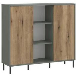 Highboard Home Affaire "Pozzi", grau, gr&uuml;n, coast evoke eiche, B:111,6cm H:105,2cm T:40cm, Holzwerkstoff, MDF, PVC, Sideboards, Highboard, H&ouml;he ca.105 cm