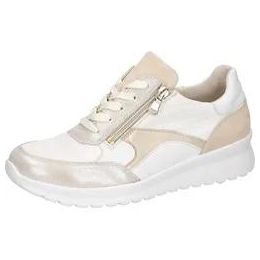 Waldl&auml;ufer Sneaker WALDL&Auml;UFER "K-SUNNY", Damen, Gr. 4,5 (37,5), beige (wei&szlig;, beige), Nappaleder, Textil, Veloursleder, metallic, unifarben mit Farbeinsatz, Schuhe Sneaker, Schn&uuml;rschuh, Komfortschuh mit seitlichem Rei&szlig;verschlus, K-Weite