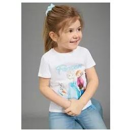 T-Shirt Kidsworld "FROZEN: ELSA & ANNA - Disney Shirt", M&auml;dchen, Gr. 116/122, wei&szlig;, Single Jersey, Obermaterial: 100% Baumwolle, bedruckt, Basic, Basic normal, Rundhals, abgesteppte Kante, Shirts T-Shirt, Kurzarm, Rundhalsausschnitt, bedrucktes Single Jersey