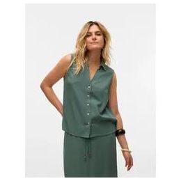 V&eacute;ro Moda Blusentop VERO MODA "VMMYMILO SL V-NECK SHIRT WVN GA", Damen, Gr. L, laurel wreath, Web, Obermaterial: 55% Viskose, 45% Leinen, unifarben, regular fit normal, V-Ausschnitt, Blusen Blusentop, mit Leinen