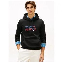 Kapuzensweatshirt Tommy Hilfiger "BRAND LOVE BIG TEXT", Herren, Gr. L, schwarz, Sweatware, Obermaterial: 63% Baumwolle, 37% Polyester, unifarben, regular fit normal, Rundhals, eingesetzt Rippb&uuml;ndchen, Sweatshirts, Regular fit mit Kapuze