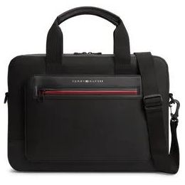 Laptoptasche Tommy Hilfiger "TH FOUNDATION COMPUTER BAG", Gr. B/H/T: 38,5cm x 28cm x 5cm, schwarz, Lederimitat, unifarben, Taschen Laptoptasche, Uniex Gesch&auml;ftstasche, Businesstasche mit Logoschriftzug