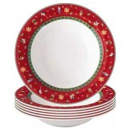 Villeroy & Boch Suppenteller VILLEROY & BOCH "Suppenteller Toy's Delight &oslash; 23 cm 6er Set rot", rot, B:23cm H:4,5cm L:23cm &Oslash;:23cm, Speiseteller, Mikrowellengeeignet, handw&auml;sche empfohlen