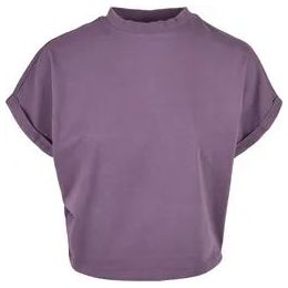 T-Shirt Urban Classics "Urban Classics Damen Ladies Short Pigment Dye Cut On Sleeve Tee", Damen, Gr. 5XL, duskviolet, 100% Baumwolle, oversize, Rundhals, Shirts T-Shirt