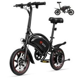 E-Bike DYU "DYU D3S", schwarz, Elektrofahrr&auml;der, Kinder, 14 Zoll (35,56cm)