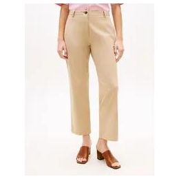 Chinohose Tommy Hilfiger "CO GMD SLIM STRAIGHT CHINO", Damen, Gr. 36, N-Gr, beige, Web, Obermaterial: 65% Baumwolle, 33% Lyocell, 2% Elasthan, unifarben, straight fit lang, Hosen Chinohose, mit mittlerer Leibh&ouml;he
