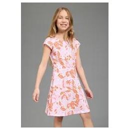 Jerseykleid Kidsworld "Kleid mit Paisley-Allover Muster", M&auml;dchen, Gr. 140/146, N-Gr, pink gemustert, Single Jersey, Obermaterial: 100% Baumwolle, Paisley, gebl&uuml;mt, ausgestellt kniefrei, Rundhals, angeschnitten, Kleider Jerseykleid, modischer Stil, f&uuml;r M&auml;dchen, aus Single Jersey, Kurzarm