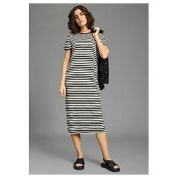 Shirtkleid Flashlights, Damen, Gr. 36/38, N-Gr, schwarz, gestreift, Single Jersey, Obermaterial: 50% Baumwolle, 50% Modal, gestreift, bequem wadenlang, Rundhals, abgesteppt, Kleider Shirtkleid, wadenlange Schnittform, aus Single Jersey, mit gestreifter Optik