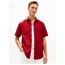 Kurzarmhemd Tommy Hilfiger "FLEX POPLIN SOLID", Herren, Gr. S, N-Gr, regatta rot, Web, Obermaterial: 100% Baumwolle, unifarben, regular fit normal, Rundhals, eingesetzt abgesteppte Kante, Hemden, Regular fit mit Button-Down-Kragen