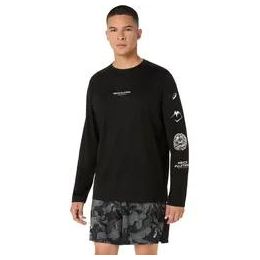 Laufshirt asics "FUJITRAIL LOGO LS TOP", Herren, Gr. XXL, performance schwarz, carrier grau, cool grau, Obermaterial: 100% Polyester, Shirts Laufshirt