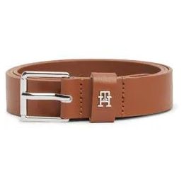 Lederg&uuml;rtel Tommy Hilfiger "SQUARE 2.5 cm breit SILVER", Damen, Gr. 100, cognac, Web, Rindsleder, unifarben, G&uuml;rtel Lederg&uuml;rtel, Gr&ouml;&szlig;enverstellbar durch Schnalle