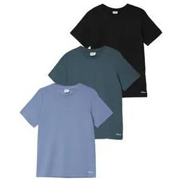 T-Shirt s.Oliver JUNIOR, M&auml;dchen, Gr. 116, schwarz, anthra, graublau, Jersey, Obermaterial: 100% Baumwolle, unifarben, normal h&uuml;ftbedeckend, Rundhals, Shirts T-Shirt, 3er Pack, unifarben und unisex