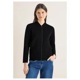Blouson Cecil, Damen, Gr. M (40), schwarz, Stoff, 46% Modal, 46% Polyester, 8% Elasthan, unifarben, comfort fit normal, Rundhals, abgesteppt, Jacken Blouson, Rundhalsausschnitt