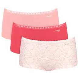 Panty Sloggi "GO Crush Short C3P", Damen, Gr. XXL, rosa (rot, light combination), Single Jersey, Obermaterial: 95% Baumwolle, 5% Elasthan, k&ouml;rpernah, Unterhosen Panty, mit Spitzendetails