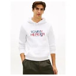 Kapuzensweatshirt Tommy Hilfiger "BRAND LOVE BIG TEXT", Herren, Gr. M, wei&szlig;, Sweatware, Obermaterial: 63% Baumwolle, 37% Polyester, unifarben, regular fit normal, Rundhals, eingesetzt Rippb&uuml;ndchen, Sweatshirts, Regular fit mit Kapuze