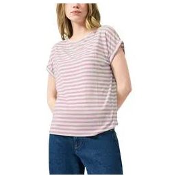 Kurzarmshirt QS, Damen, Gr. XL (42), wei&szlig; rose, Jersey, Obermaterial: 95% Lyocell, 5% Elasthan, gestreift, normal h&uuml;ftbedeckend, Rundhals, Shirts, im Streifen-Design