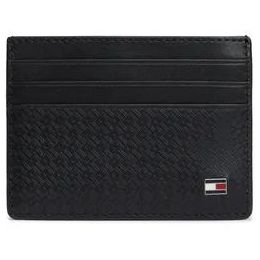 Kartenetui Tommy Hilfiger "TH EMBOSS CC HOLDER", Damen, schwarz, Leder, unifarben, Kleinlederwaren, Unisex, Mini-Geldbeutel, Portemonnaie mit Monogramm-Pr&auml;gung