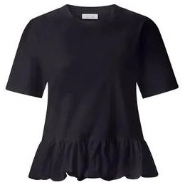 T-Shirt RICHROYAL, Damen, Gr. L, midnight blau, Single Jersey, Obermaterial: 100% Baumwolle, unifarben, Basic normal, Rundhals, Shirts T-Shirt, mit tollem Volant, aus reiner Baumwolle