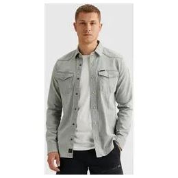 PME-Legend Jeanshemd PME LEGEND "Denim Shirts Sunset Greyblue Shade", Herren, Gr. L, N-Gr, steel grau stretch, Denim/Jeans, Obermaterial: 75% Baumwolle, 24% Polyester, 1% Elasthan, unifarben, regular fit h&uuml;ftbedeckend, 2-Knopf-Manschette, Hemden Jeanshemd, mit Druckknopfleiste