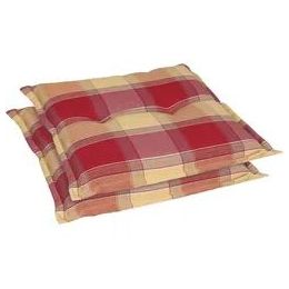 Hockerauflage GO-DE, rot, B:50cm H:7cm T:50cm, Baumwolle, Polyester, Polsterauflagen, Karo rot - Ma&szlig;e BxLxH ca.: 50 cm x 50 cm x 7 cm