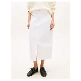 Bleistiftrock Tommy Hilfiger "DNM WHITE MIDI STRAIGHT SKIRT HW", Damen, Gr. 38, th optic wei&szlig;, Web, Obermaterial: 100% Baumwolle, unifarben, straight fit wadenlang, R&ouml;cke Bleistiftrock