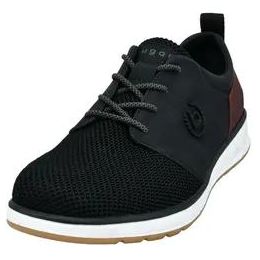 Sneaker Bugatti, Herren, Gr. 48, schwarz, Lederimitat, Textil, Schuhe Sneaker, mit Ziern&auml;hten, Freizeitschuh, Halbschuh, Schn&uuml;rschuh