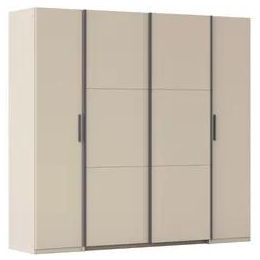 Schwebet&uuml;renschrank Rauch "Kleiderschrank Dreht&uuml;renschrank Schrank Garderobe KRONACH TOPSELLER", champagner, griffleisten graumetallic, B:225cm H:210cm T:59cm, Holzwerkstoff, Schr&auml;nke, Schwebet&uuml;renschrank, mit Dreh- und Schwebet&uuml;ren und vielen Einlegeb&ouml;den MADE IN GERMANY
