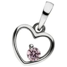 Kettenanh&auml;nger Jobo "Kleiner Anh&auml;nger Kinderanh&auml;nger Herz 8 mm", rosa, rosa, Schmuckanh&auml;nger, M&auml;dchen, Silber 925 (Sterlingsilber), Kettenanh&auml;nger, 925 Silber rhodiniert mit rosa Zirkonia