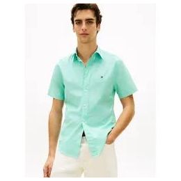 Kurzarmhemd Tommy Hilfiger "FLEX POPLIN SOLID", Herren, Gr. XL, N-Gr, arctic aqua, Web, Obermaterial: 100% Baumwolle, unifarben, regular fit normal, Rundhals, eingesetzt abgesteppte Kante, Hemden, Regular fit mit Button-Down-Kragen