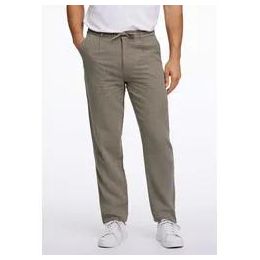 Leinenhose LINDBERGH, Herren, Gr. S, N-Gr, army, Stoff, Obermaterial: 55% Baumwolle, 45% Leinen, unifarben, relaxed fit normal, Hosen, mit Kordelzug und elastischem Bund