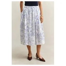 Midirock Gant "FLORAL PRINT PULL ON SKIRT", Damen, Gr. 36, wei&szlig;, Web, Obermaterial: 100% Baumwolle, regular fit ca. Mitte Wade, R&ouml;cke, gebl&uuml;mt, mittlere Leibh&ouml;he