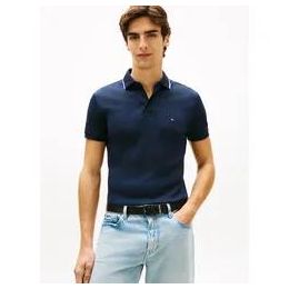 Poloshirt Tommy Hilfiger "LIQUID COTTON TIPPED", Herren, Gr. M, desert sky, Jersey, Obermaterial: 100% Baumwolle, unifarben, slim fit normal, Rundhals, eingesetzt gerader Abschluss, Shirts, Slim fit mit Polokragen