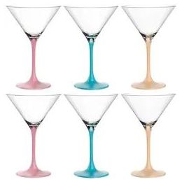 Cocktailglas Leonardo "BRERA, 230 ml, farbig sortiert, Cocktailschale, 6er-Set", bunt (rosa, gelb, blau), H:18,5cm &Oslash;:11cm, Glas, Trinkgef&auml;&szlig;e, Cocktailglas, sp&uuml;lmaschinengeeignet