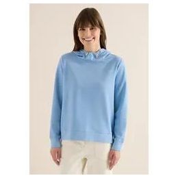 Sweatshirt Cecil, Damen, Gr. L (42), cloud blau, Sweatware, 49% Polyester, 45% Baumwolle, 6% Elasthan, unifarben, comfort fit, ohne Ausschnitt, B&uuml;ndchen, Sweatshirts Sweatshirt, im Hoodie-Style