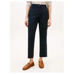 Chinohose Tommy Hilfiger "CO GMD SLIM STRAIGHT CHINO", Damen, Gr. 34, N-Gr, schwarz night navy, Web, Obermaterial: 65% Baumwolle, 33% Lyocell, 2% Elasthan, unifarben, straight fit lang, Hosen Chinohose, mit mittlerer Leibh&ouml;he