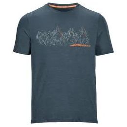T-Shirt Killtec "MN TSHRT C", Herren, Gr. 3XL, royalblau, Obermaterial: 92% Polyester, 8% Elasthan, Rundhals, Shirts T-Shirt, Schnelltrocknendes Herren T-Shirt mit Berg-Print und Melange-Optik