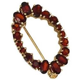 Brosche Jobo "Granatbrosche 28 mm", rot, rot, Broschen, Damen, Gelbgold 375, Brosche, 375 Gold mit Granat