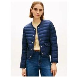Steppjacke Tommy Hilfiger "FEMININE LW DOWN JACKET", Damen, Gr. S (36/38), schwarz night navy, Steppware, Obermaterial: 100% Nylon, unifarben, regular fit kurz, Rundhals, Jacken Steppjacke, mit aufgesetzten Taschen