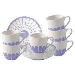 Villeroy & Boch Tasse VILLEROY & BOCH "Espressotassen mit Untertassen Fleur Couleur 70 ml 6er Set", blau (bleu), B:11,7cm H:8cm &Oslash;:11,7cm, Porzellan, Trinkgef&auml;&szlig;e, Tasse, Sp&uuml;lmaschinenfest, Mikrowellensicher